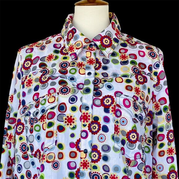 Roper | Tops | Roper Long Sleeve Pearl Snap Flip Cuff Western Shirt Sz ...